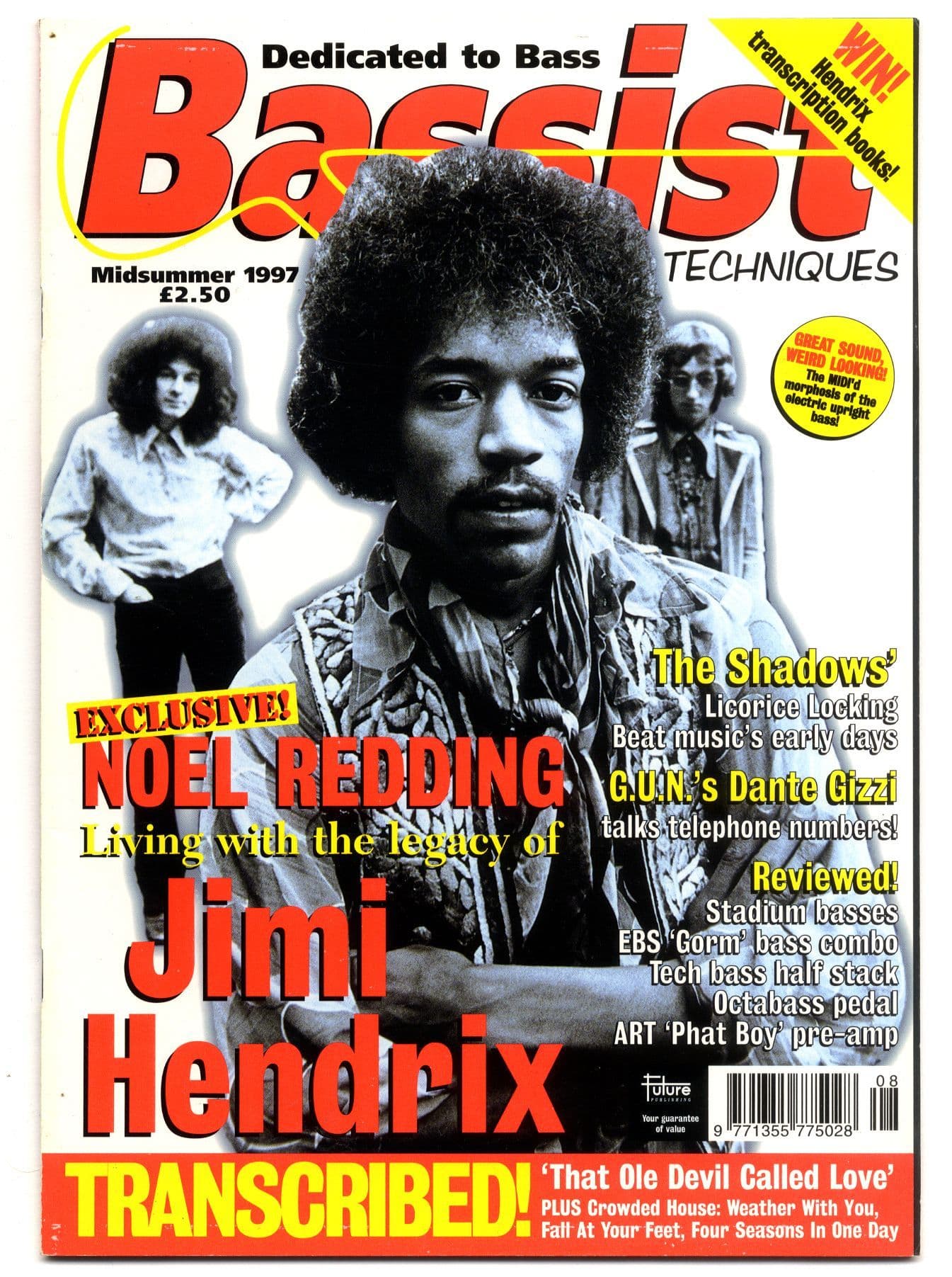 BASSIST MAGAZINE MIDSUMMER 1997 Jimi Hendrix Noel Redding The Shadows £ ...