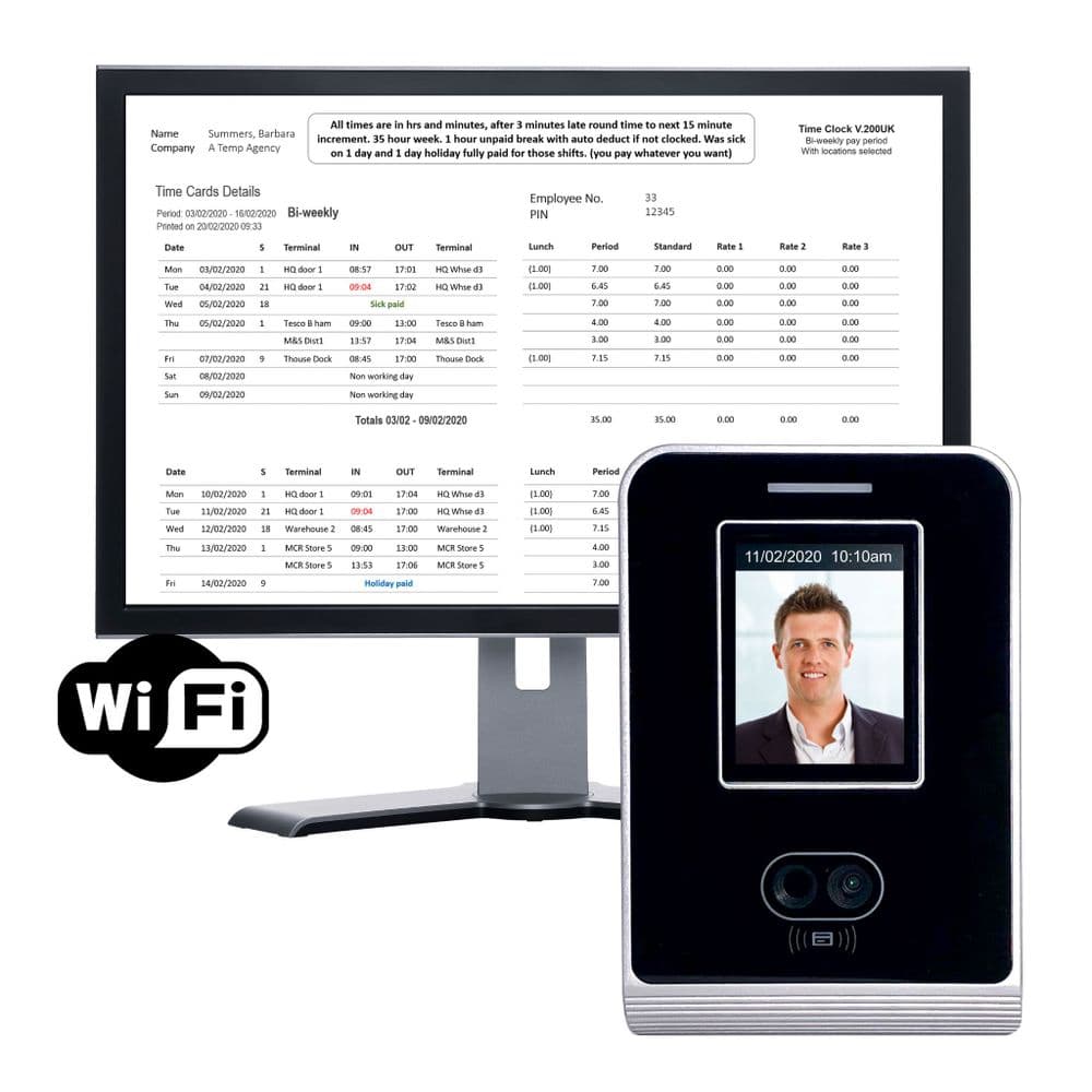 Facial recognition Clocking In Machine with WIFI | GeoFace 200 wifi