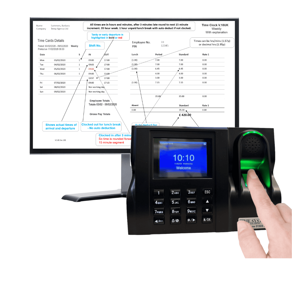 Clocking In Machine | Biometric Fingerprint | GeoTime 10+
