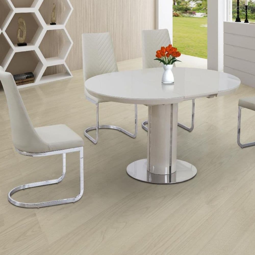 JP DT2135 Dining table 110-150cm Round/Oval Cream & JP CH6652 Cream ...