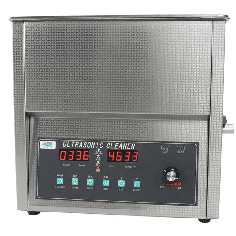 14 litre Ultrasonic cleaner with degassing, sweep and adjustable power.