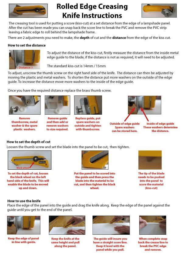 Rolled Edge Creasing Knife -OLFA Ratchet-Lock
