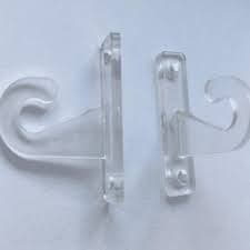 Pair of Hold Down Brackets/Hooks in Clear Plastic HOOK TYPE