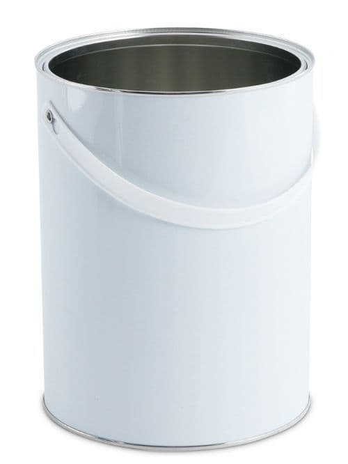 5 Litre White Lever Lid Tin Container