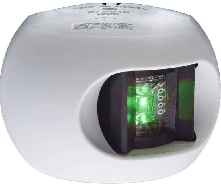 Aqua Signal 34 Starboard Green LED Navigation Light WHITE HOUSING