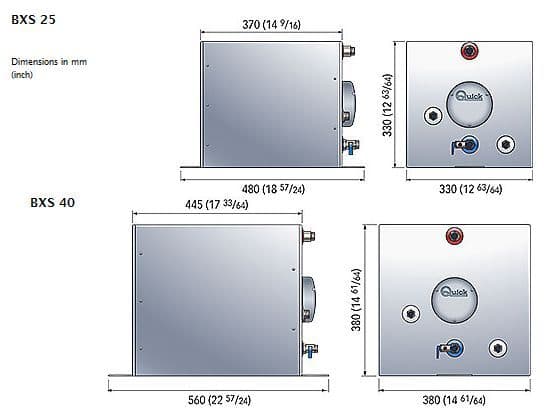 Nautic Calorifier BSX 25 or 40 Litre, 500 or 1200 Watt