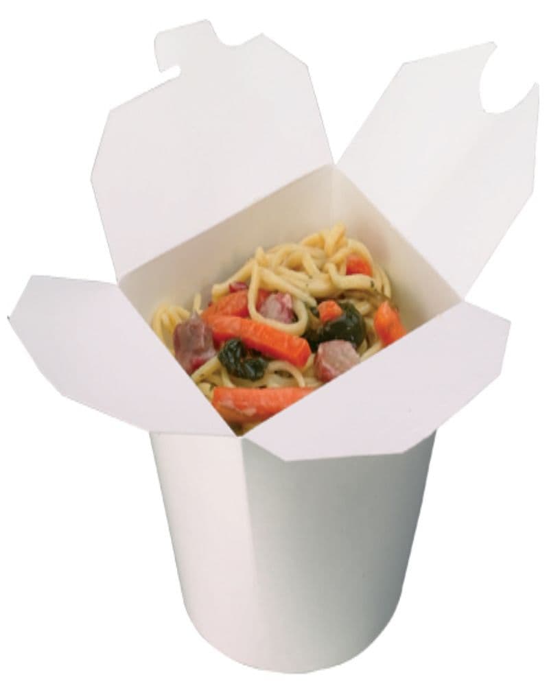 500 SMALL WHITE CARD FOOD NOODLE CONTAINERS TUBS SIZE 16oz TAKEAWAY ...