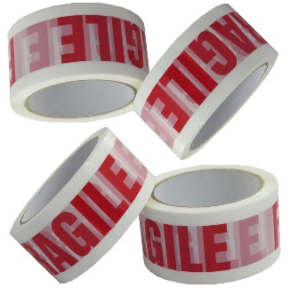 6 Printed Packaging Tape Rolls FRAGILE Size 48mmx50m Parcel Packing