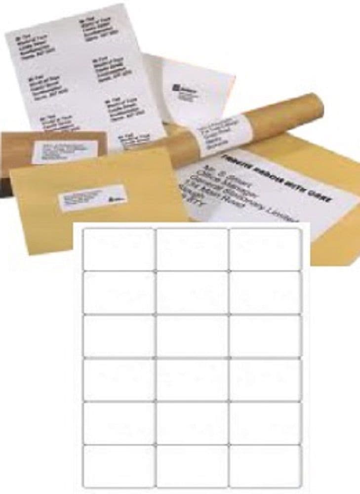 A4 Adhesive Address Printer Labels 18x Plain White Labels Per Sheet ...