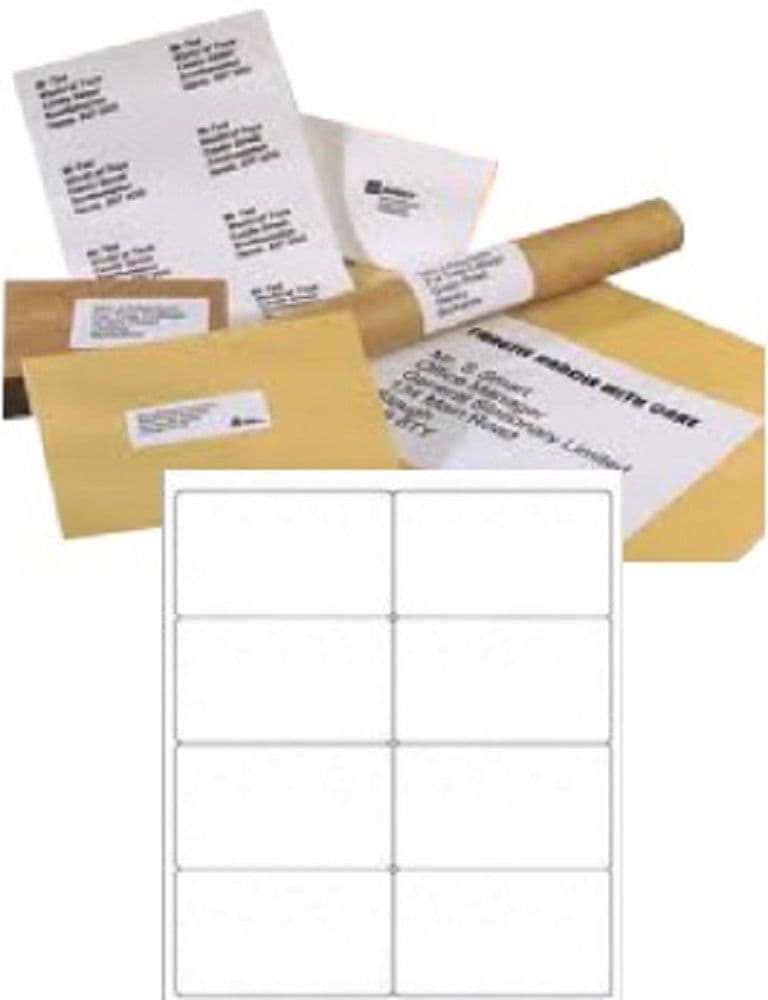 A4 Adhesive Address Printer Labels 8x Plain White Labels Per Sheet ...