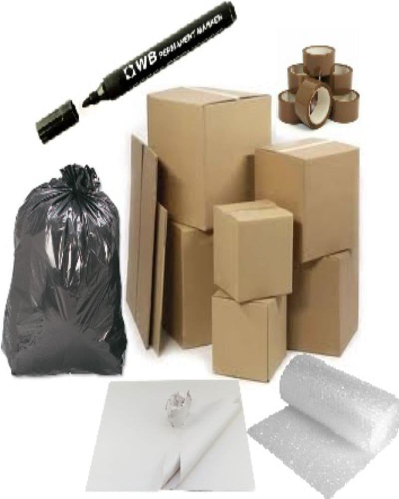 House Moving Removal Kit Pack Set - 40 Boxes Bubble Wrap Tape Sacks ...