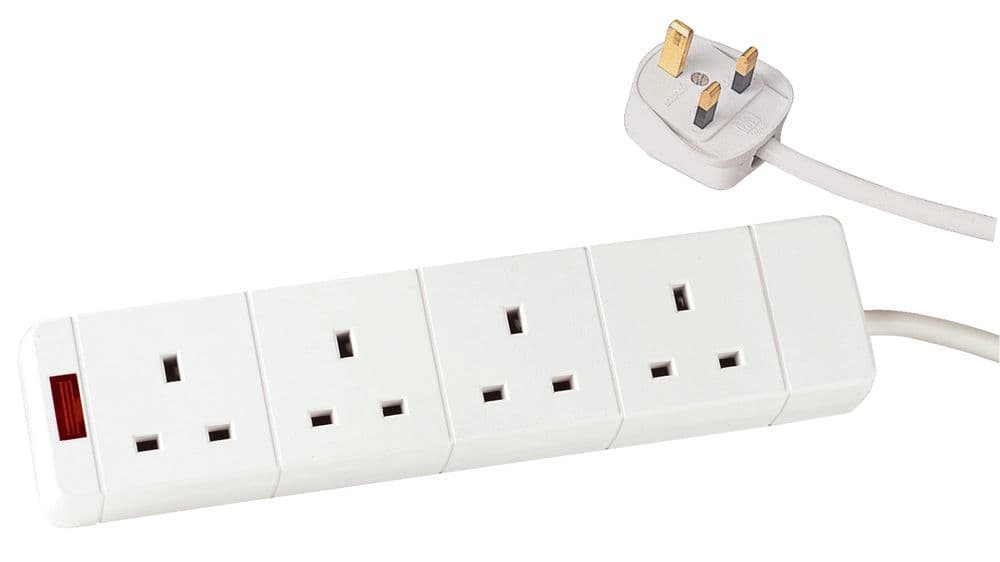 White 4 Gang Extension lead With Neon light
