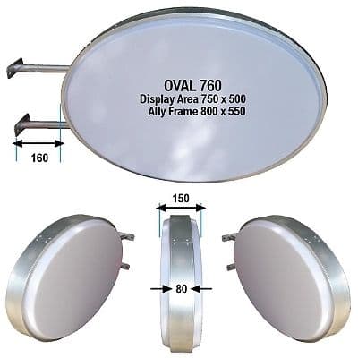 Oval Double Sided Lightbox - 760mm - Wall Fix