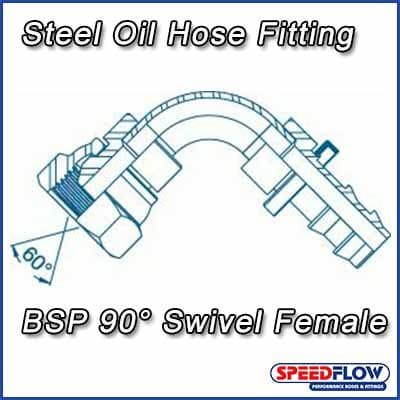 Steel Oil Hose Fitting BSP 90 deg - Speedflow