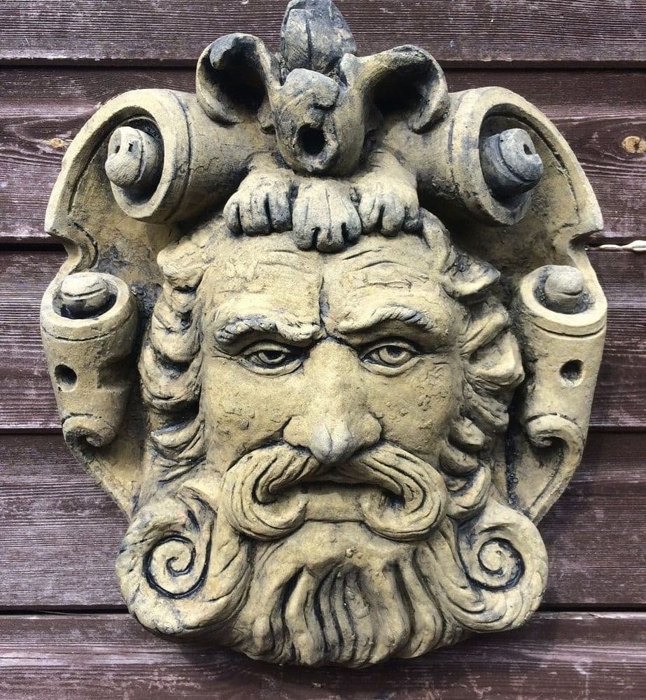 Decorative stone wall plaque face mask neo-classical style Mascaron Jules