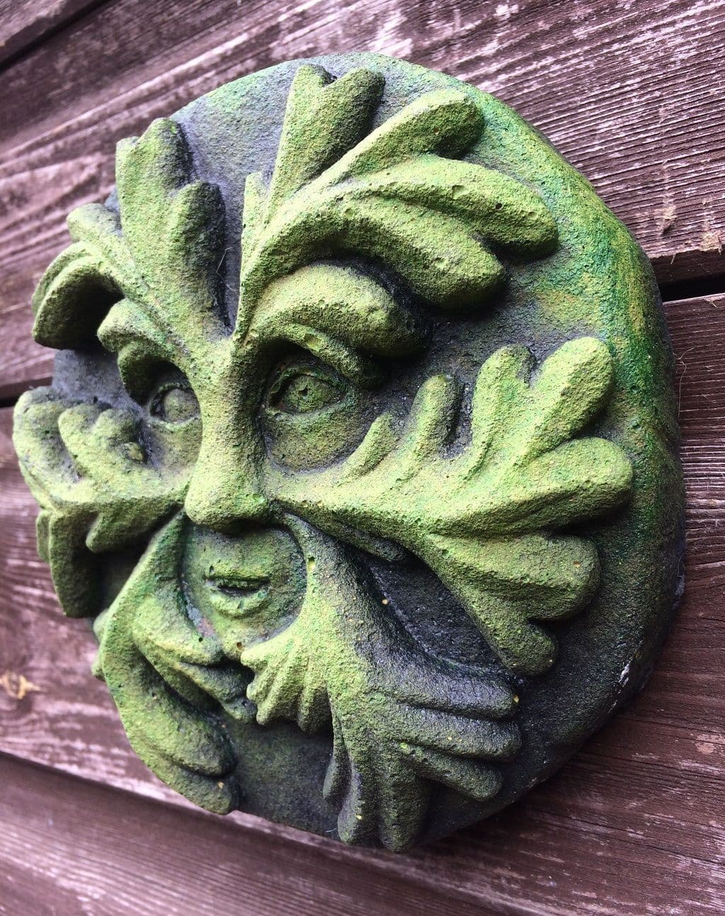 Medieval green man round wall plaque sml