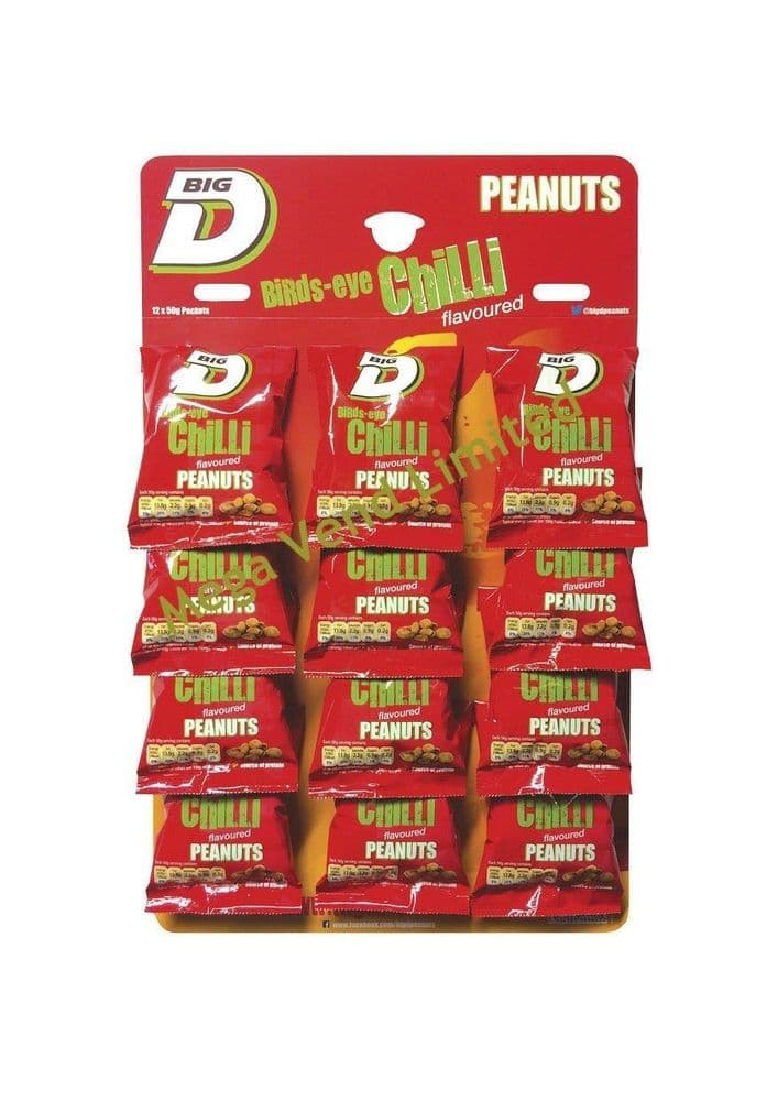 Big D Birds-eye Chilli Flavoured Nuts Peanuts on a Pub Card - 12 x 50g ...