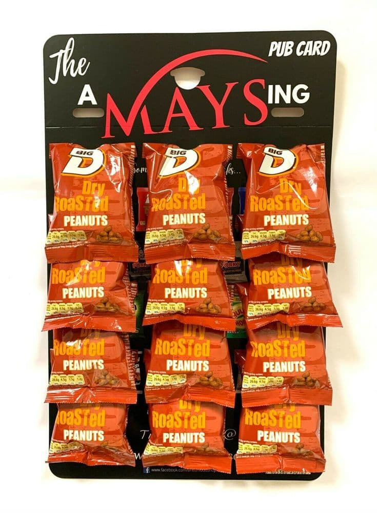 Big D Nuts - 12 x 50g Packs of Dry Roasted Peanuts on a Pub Card