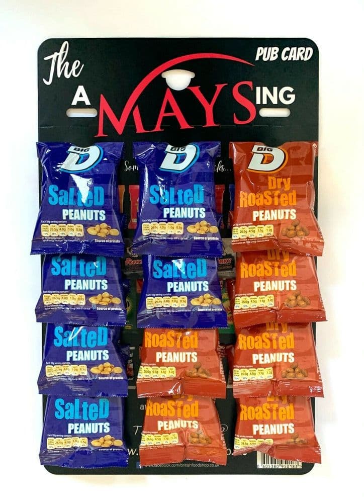 Big D Nuts - Mixed Pub Card of 12 x 50g 6 x Salted plus 6 x Dry Roasted