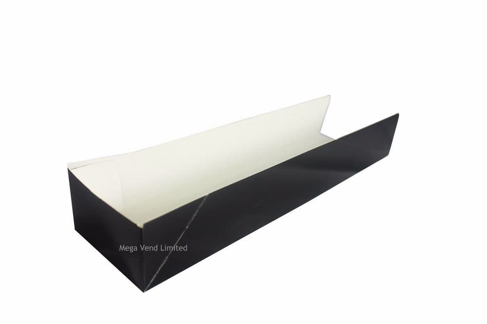 Black Disposable Takeaway Cardboard Open Ended Hot Dog Tray Wrap Food ...