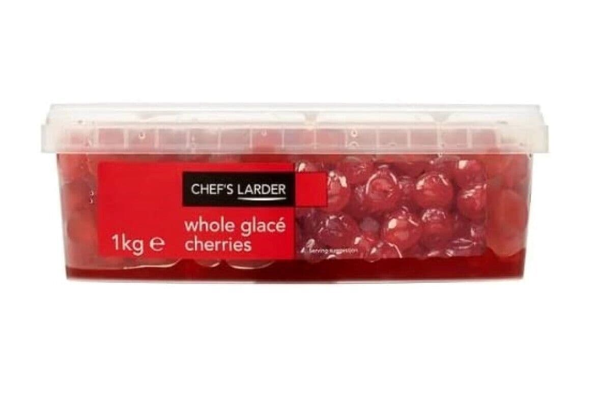 Chefs Larder Whole Glacé Cherries in Syrup 1kg Resealable Tub Vegetarian