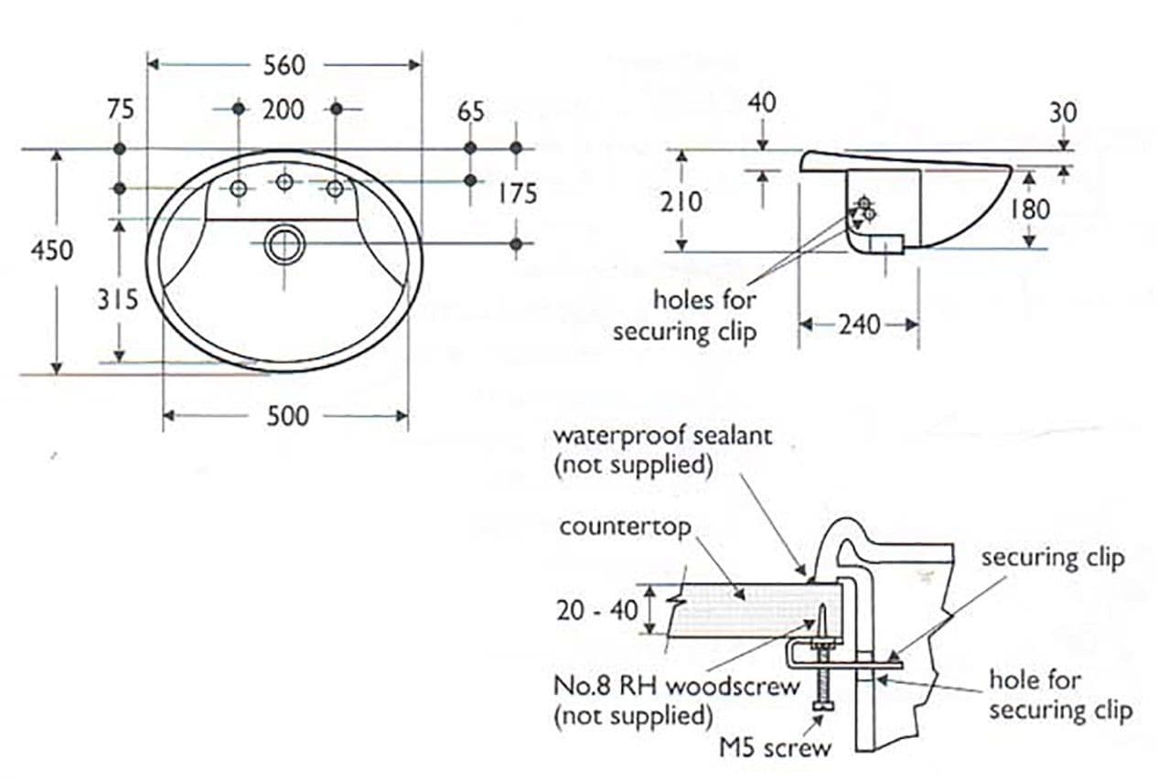 Whisper Apricot Tulip Semi-Recessed 2TH Basin / Sink