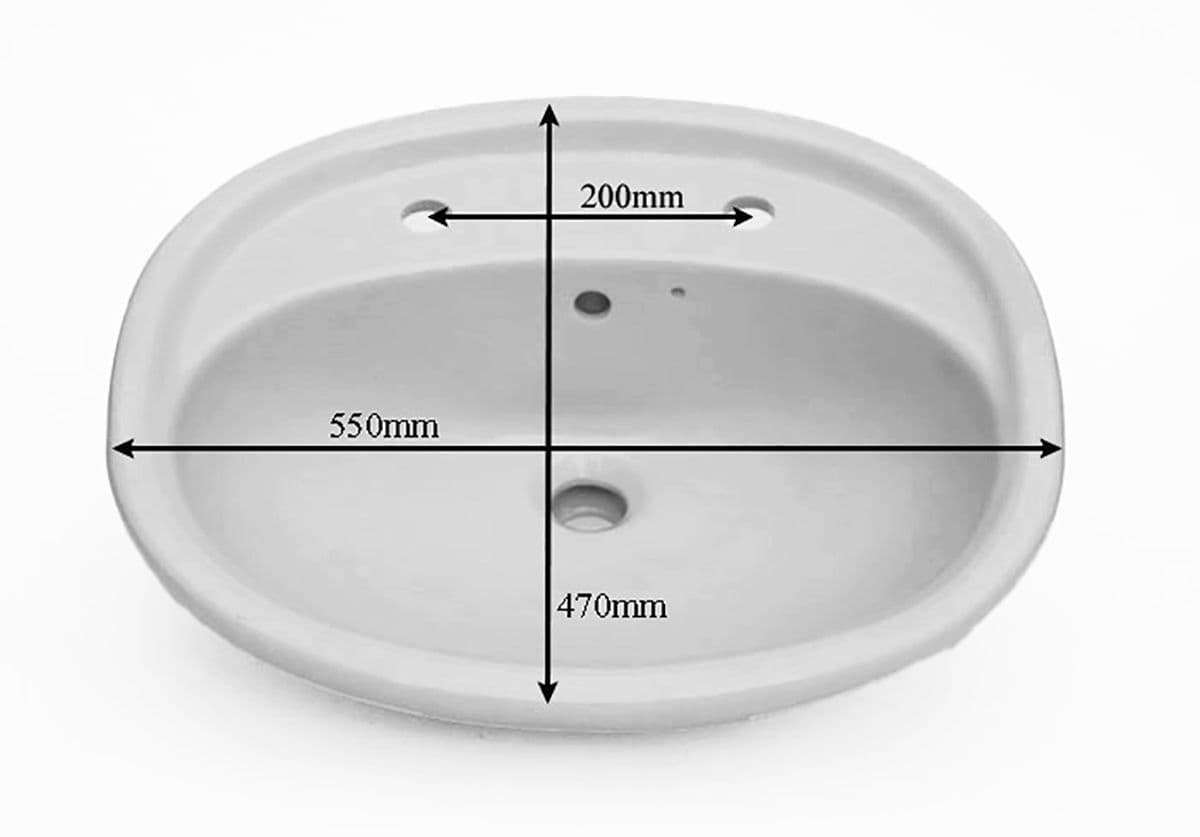 Whisper Grey / Platinum Twyford Vista Semi-Recessed 2TH Vanity Basin