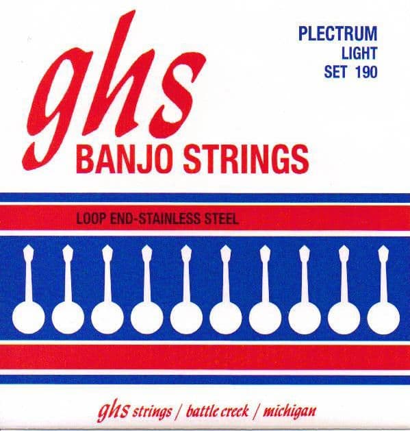 GHS plectrum banjo strings-GHS190 light gauge, stainless steel wound ...
