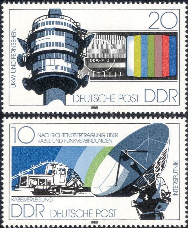 Germany DDR 1980 Communications/ TV/ Radio Tower/ Satellite Dish Aerial ...