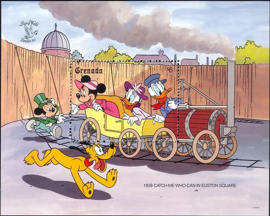 Grenada 1990 Disney/ Mickey/ Donald/ Trains/ Cartoons/ Animation ...