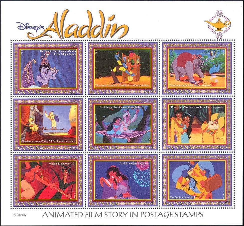 Guyana 1993 Disney/ Films/ Aladdin/ Genie/ Elephant/ Cinema/ Animals ...