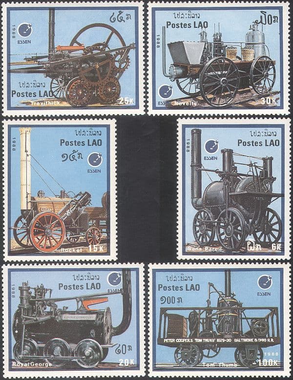Laos 1988 Trains/ Steam Engines/ Locomotives/ Railways/ Rail/ Transport ...