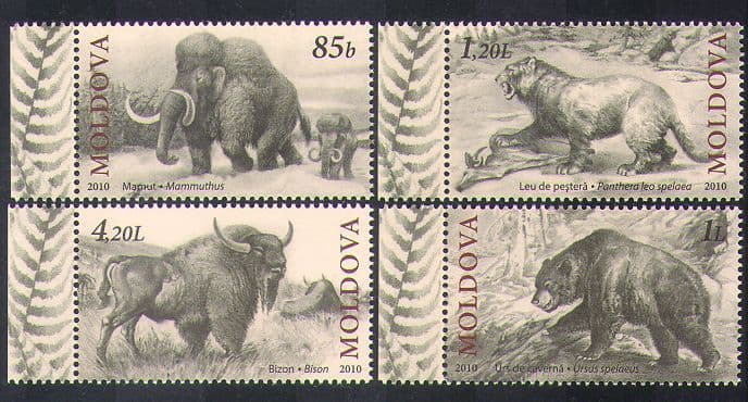 Moldova 2010 Mammoth/ Tiger/ Bear/ Bison/ Prehistoric Animals/ Nature ...