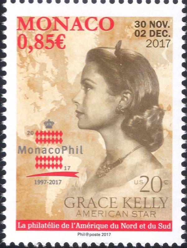 Monaco 2017 "MonacoPhil 17"/ Princess Grace/ Kelly/ Royalty/ StampEx ...