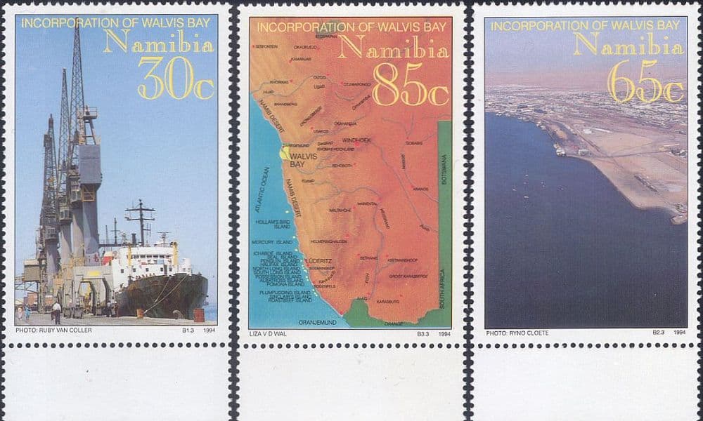 Namibia 1994 Walvis Bay/ Ships/ Business/ Maps/ Harbour 3v set n16662