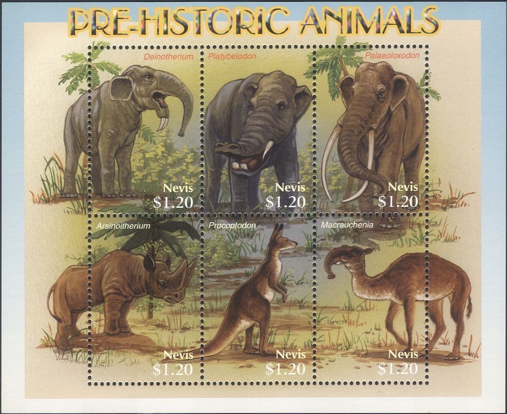 Nevis 2005 Prehistoric Animals/ Mammoths/ Dinosaur /Nature/ History 6v ...