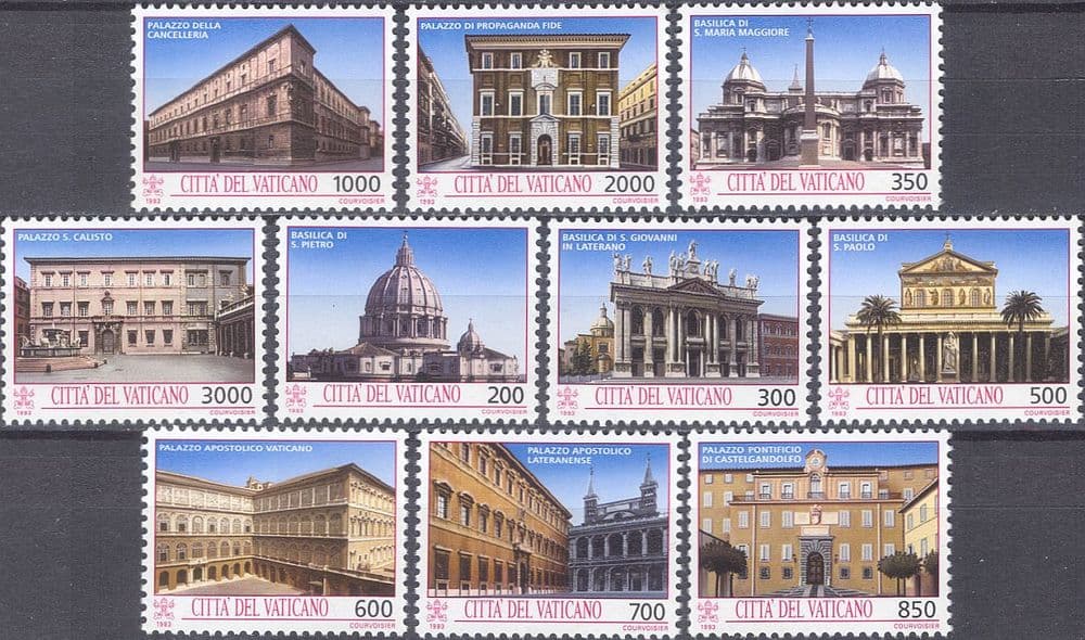 Vatican City 1993 Basilica/ Palace/ Buildings/ Architecture 10v set n31007j