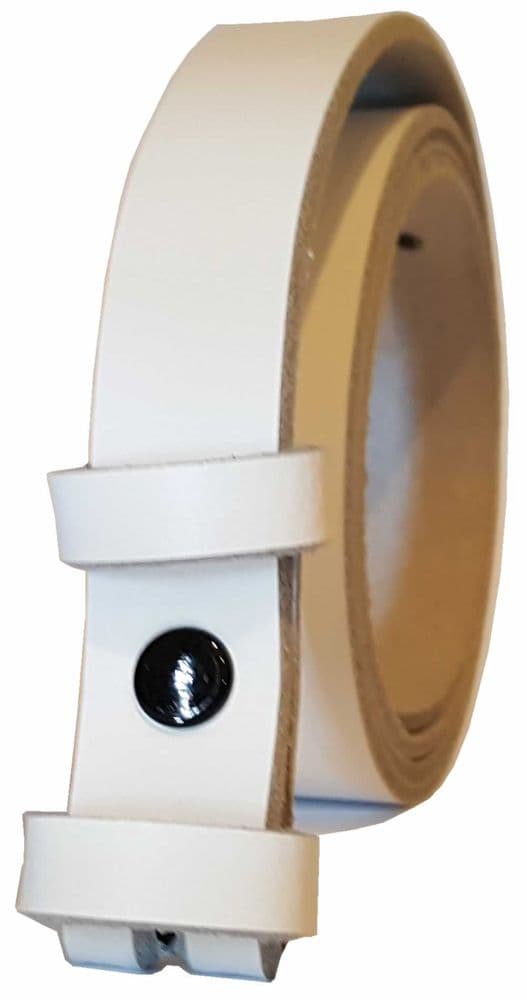 20mm White Snap Fit Leather Belt
