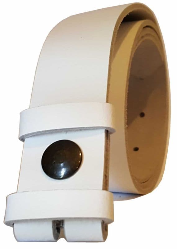 30mm White Snap Fit Leather Belt