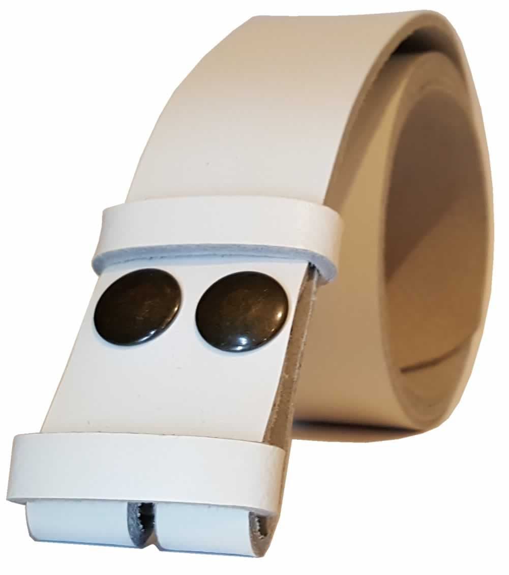35mm White Snap Fit Leather Belt