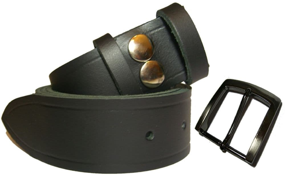 38mm BLACK Snap Fit Leather Belt with buckle