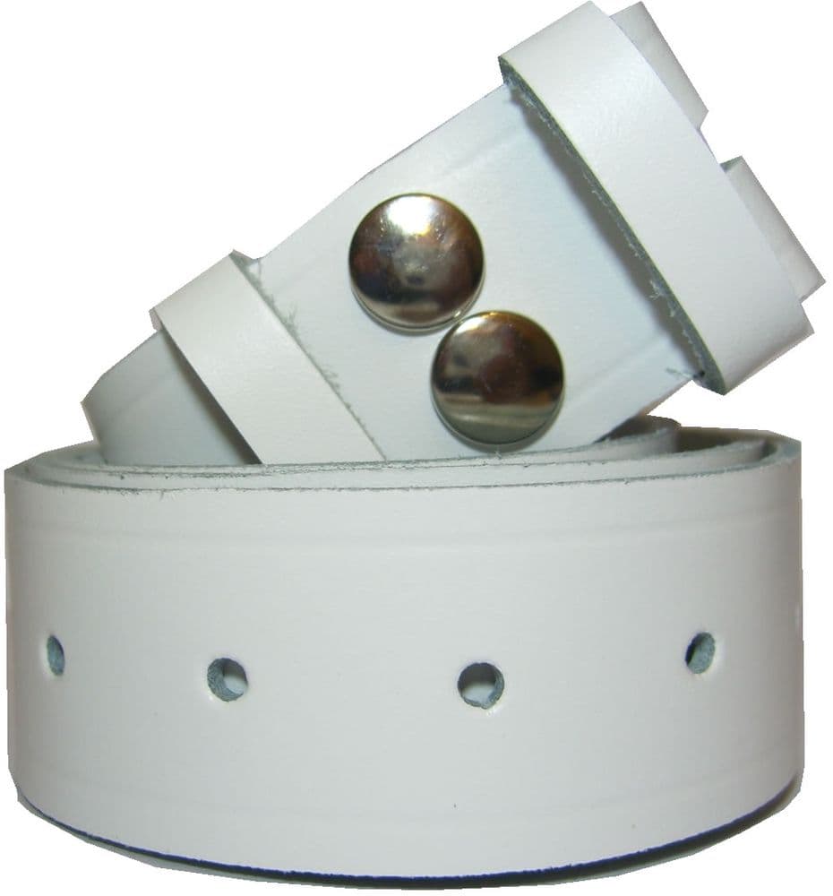 38mm White Snap Fit Leather Belt