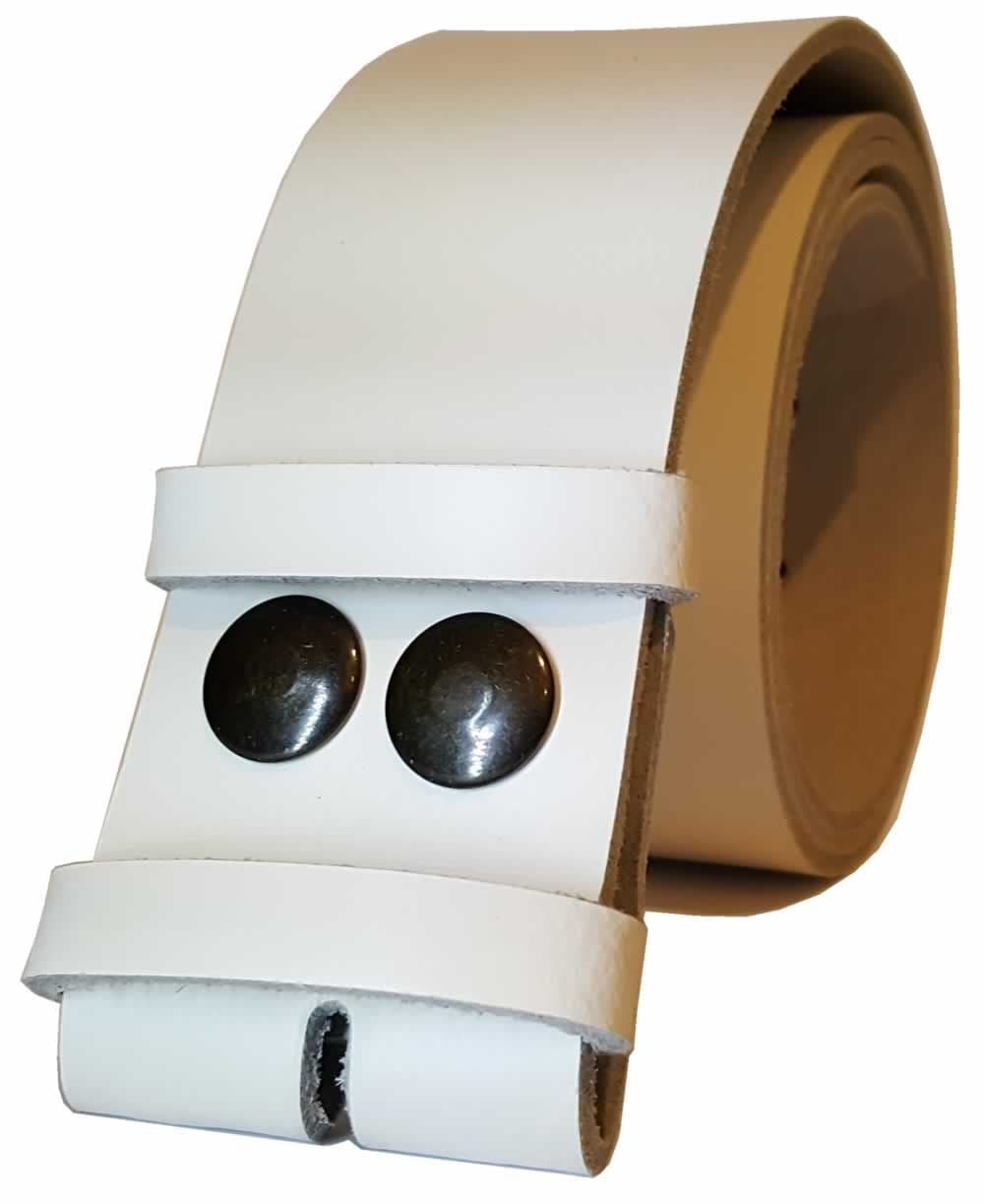 50mm White Snap Fit Leather Belt