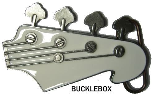 Bass Guitar white Belt Buckle display stand