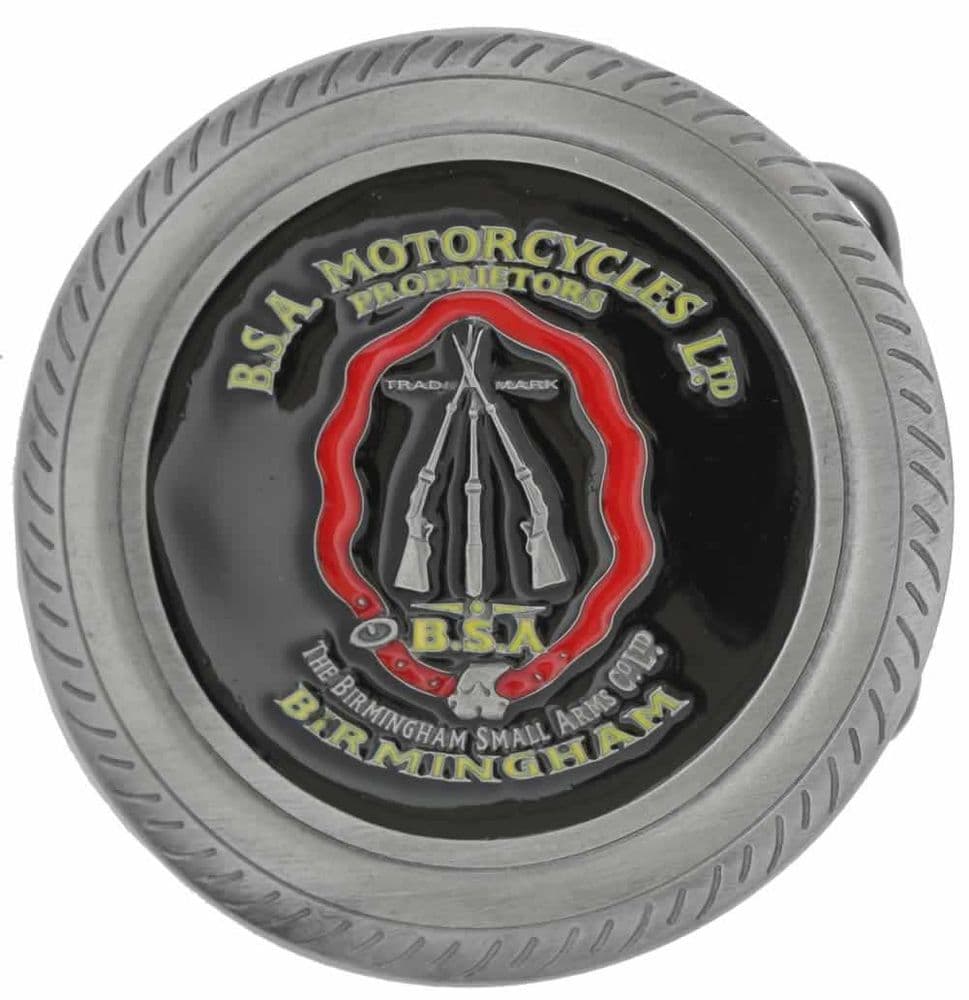 BSA Logo in Tyre Belt Buckle with display stand Code LE7
