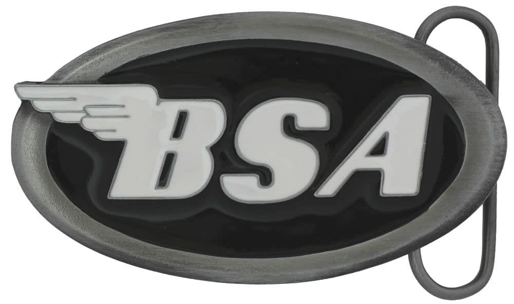 BSA Oval Logo black Belt Buckle with display stand Code MA2