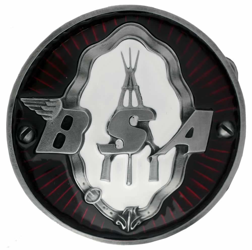 BSA Round Logo / Red - Belt Buckle with display stand Code LH7