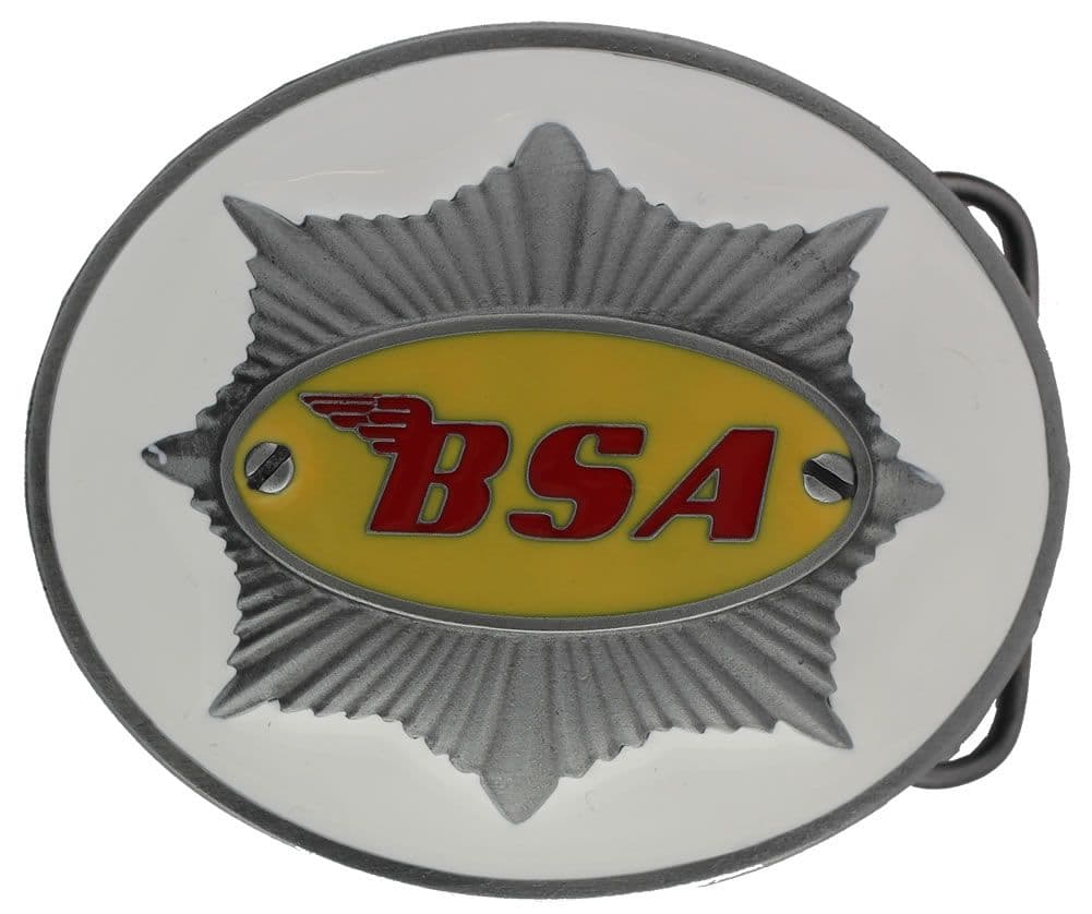 BSA Star white Belt Buckle with display stand Product code MC8