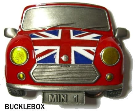 CLASSIC BRIGHT RED MINI & UNION JACK FLAG Belt Buckle