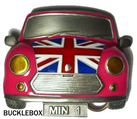 CLASSIC PINK MINI & UNION JACK FLAG Belt Buckle